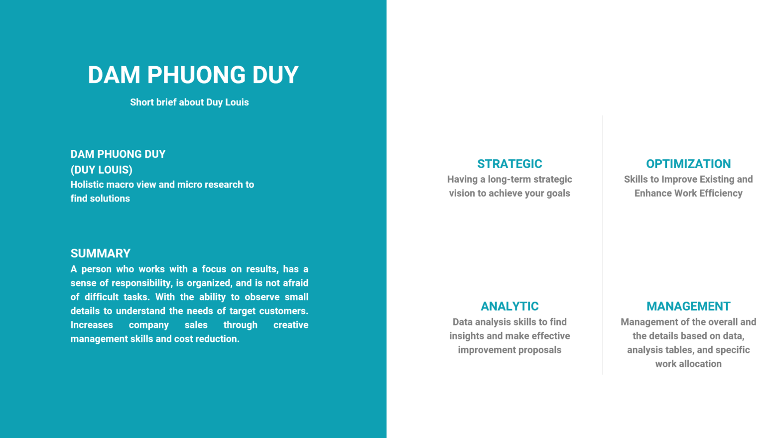Duy Louis Summary - Duy Louis